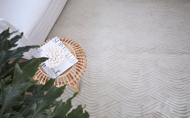 Curved Line Pattern Customizable Voyage Weave Rug in Dove Extra Large ...