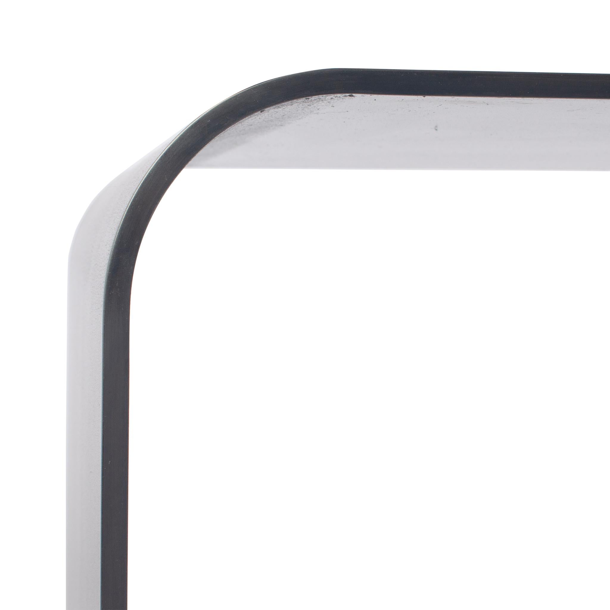 Curved Minimalistic Black Metal Bench in Blackened Steel Finish at ...