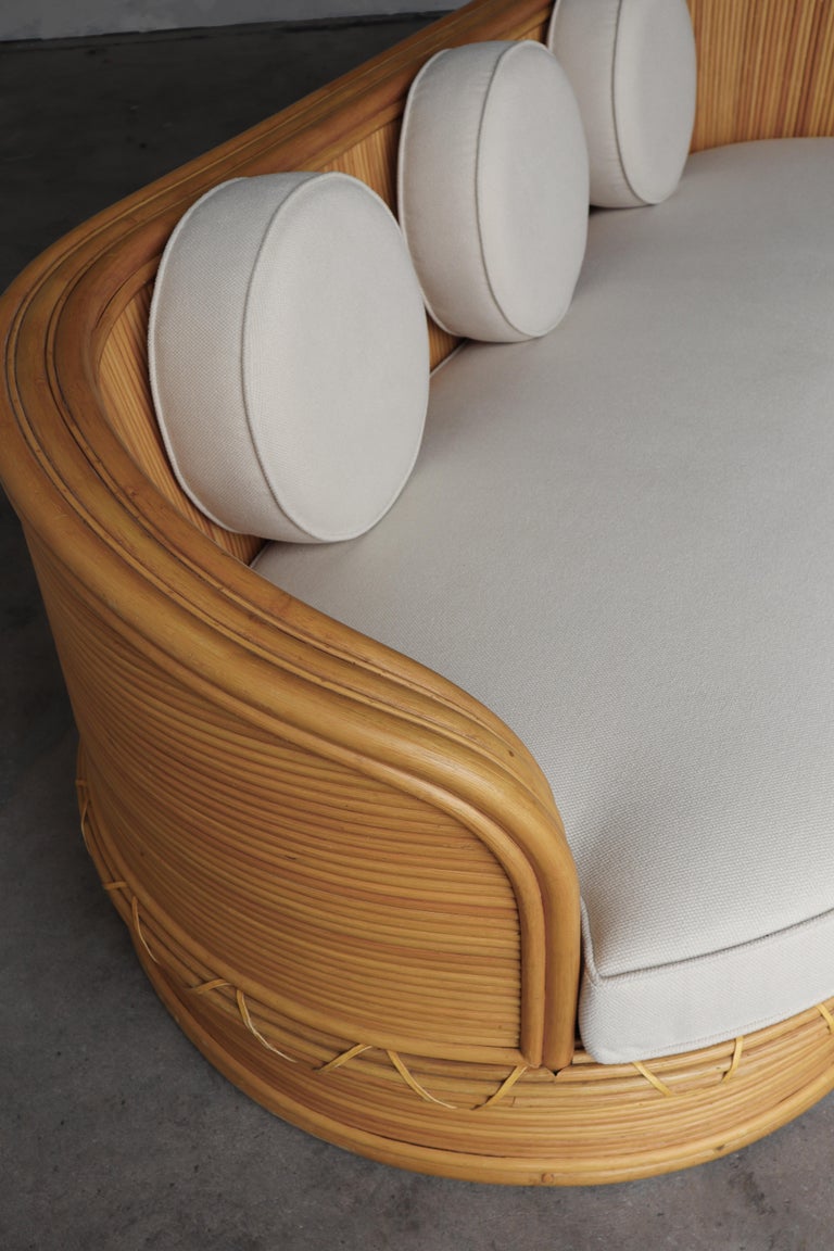 Curved Pencil Reed Bamboo Sofa and Chair For Sale at 1stDibs