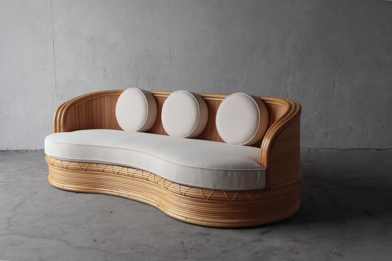 Curved Pencil Reed Bamboo Sofa and Chair For Sale at 1stDibs