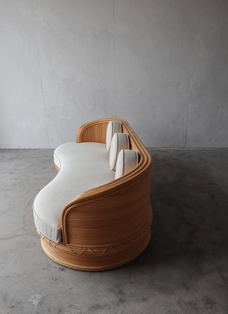 Curved Pencil Reed Bamboo Sofa and Chair For Sale at 1stDibs