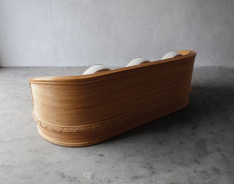 Curved Pencil Reed Bamboo Sofa and Chair For Sale at 1stDibs