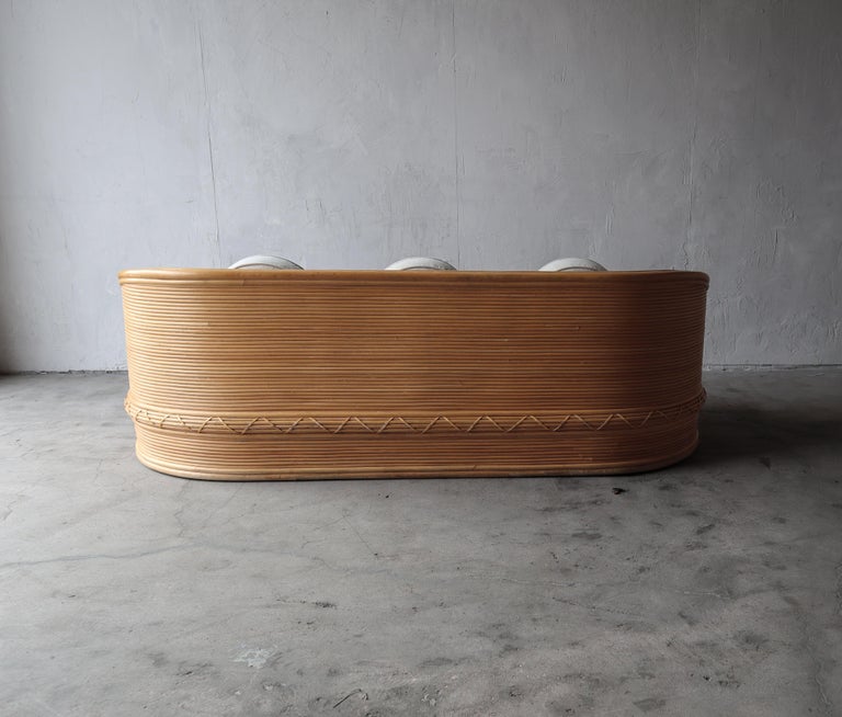 Curved Pencil Reed Bamboo Sofa and Chair For Sale at 1stDibs