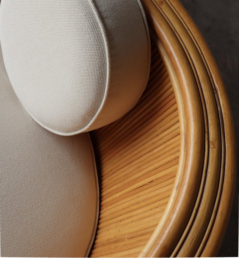 Curved Pencil Reed Bamboo Swivel Chair For Sale at 1stDibs