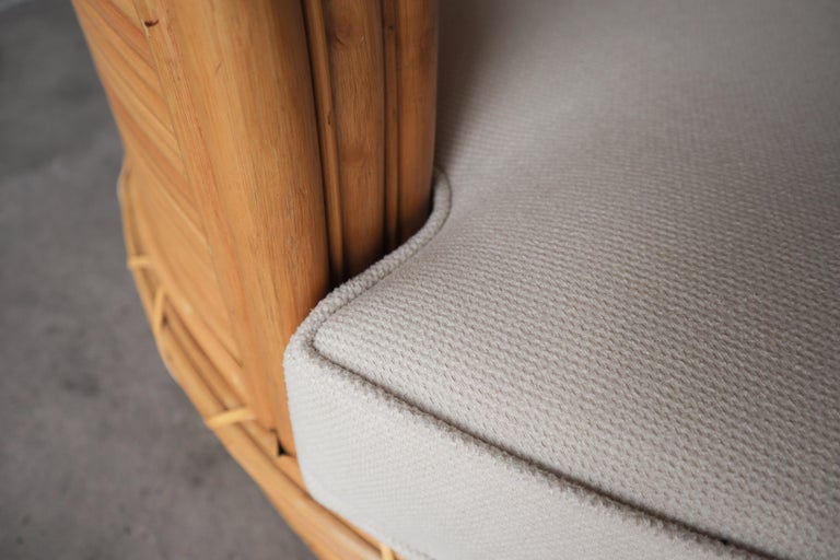 Curved Pencil Reed Bamboo Swivel Chair For Sale at 1stDibs