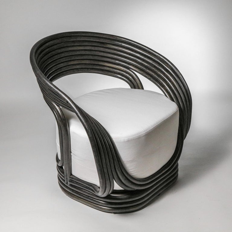 Curved Rattan Armchair at 1stDibs | curved rattan chair, rattan curved ...