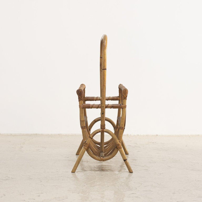 Curved Rattan Magazine Rack, 1950s, France For Sale at 1stDibs