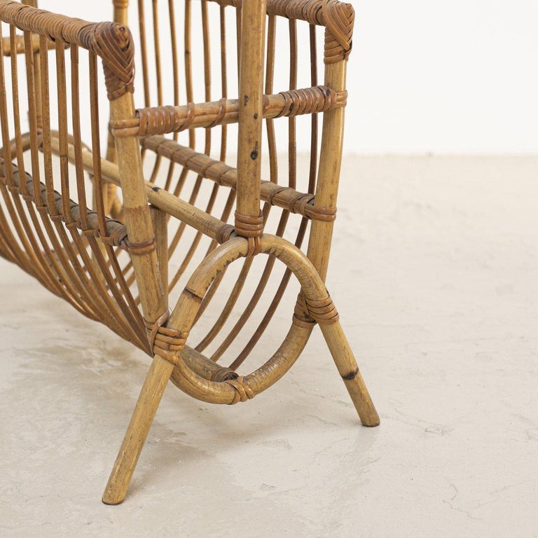 Curved Rattan Magazine Rack, 1950s, France For Sale at 1stDibs