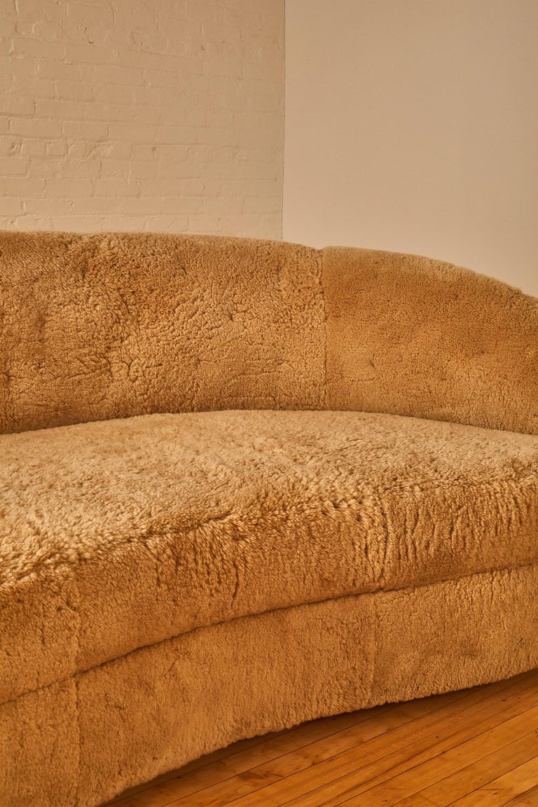 Curved Shearling Sofa at 1stDibs