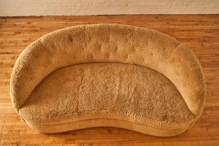 Curved Shearling Sofa at 1stDibs