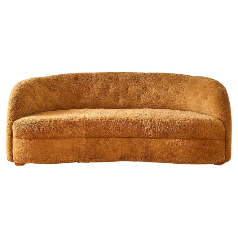 Curved Shearling Sofa at 1stDibs