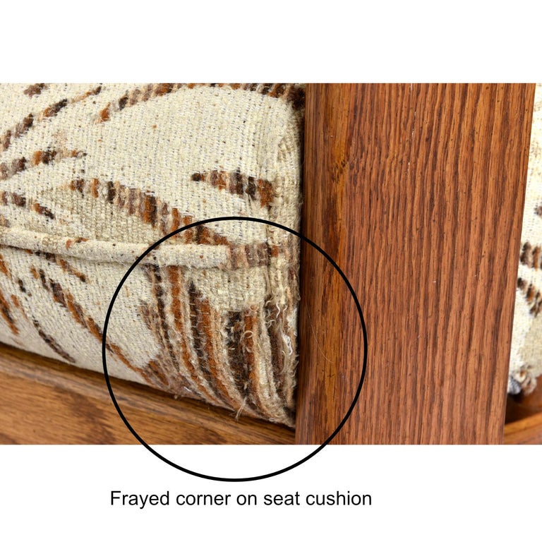 Curved Slat Spindle Back Rustic Modern Solid Oak Tub Chair and Ottoman ...