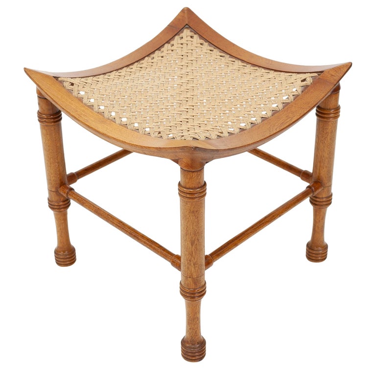 Liberty and Co Thebes Curved walnut and rope stool at 1stDibs
