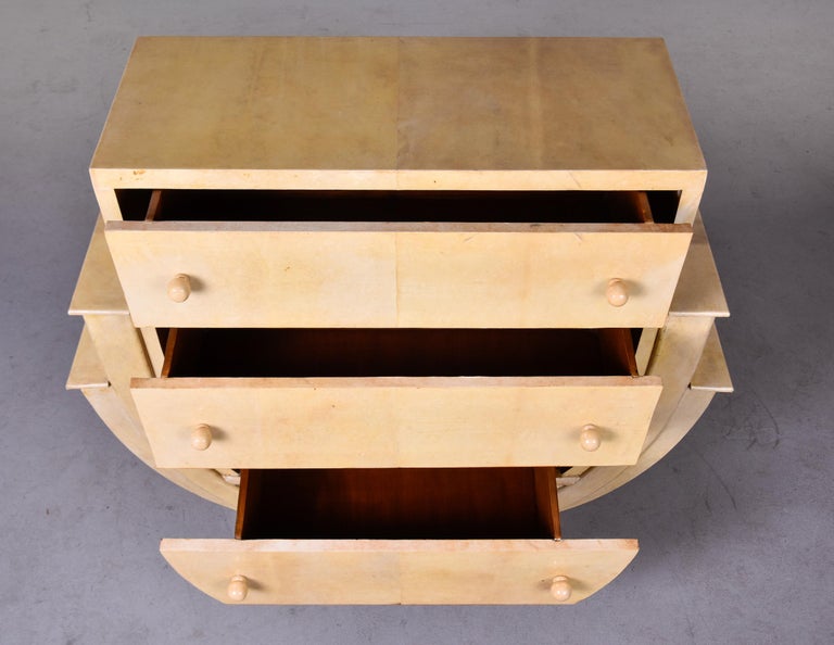 Curvy Deco Style Italian Three Drawer Parchment Covered Chest For Sale ...