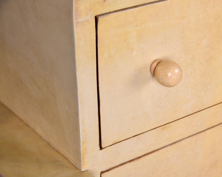 Curvy Deco Style Italian Three Drawer Parchment Covered Chest For Sale ...