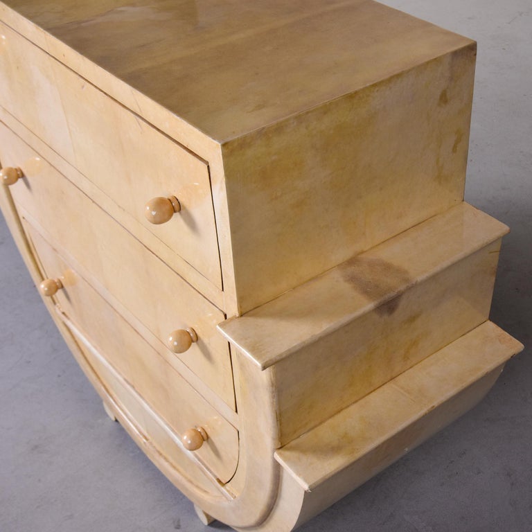 Curvy Deco Style Italian Three Drawer Parchment Covered Chest For Sale ...