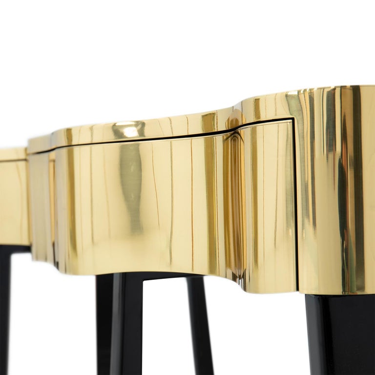 Curvy Gold Console Table For Sale at 1stDibs
