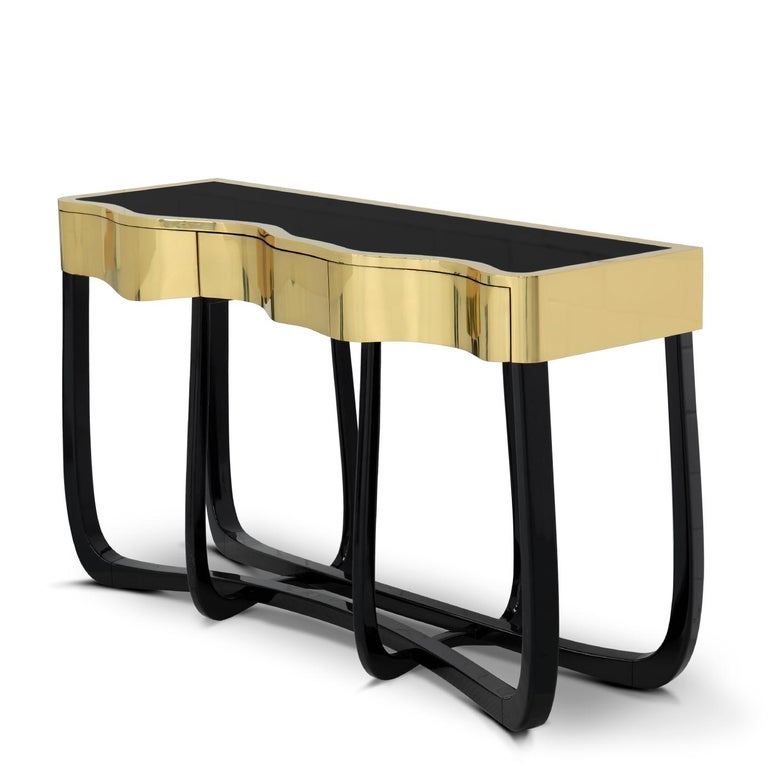 Curvy Gold Console Table For Sale at 1stDibs