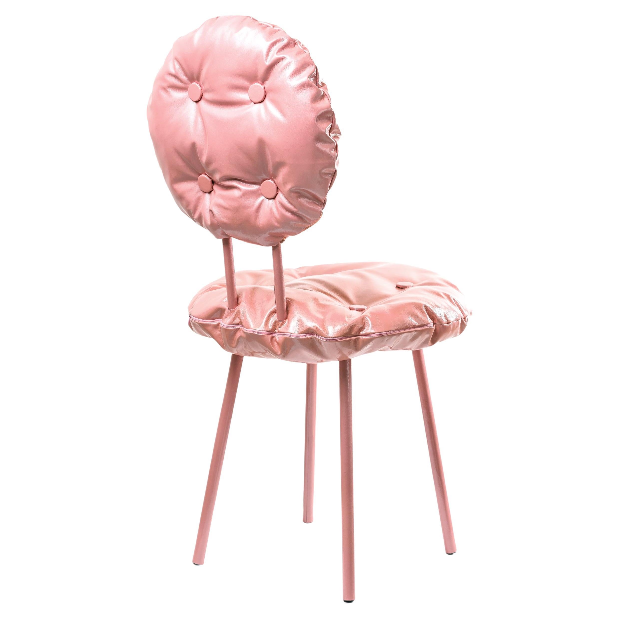 Cushion Chair, Pink Leather Soft Dining Chair by Eliz Evar For Sale at ...