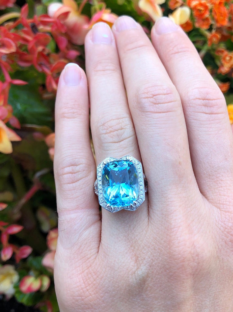 Aquamarine Ring Cushion Cut 8.95 Carats For Sale at 1stDibs | cushion ...