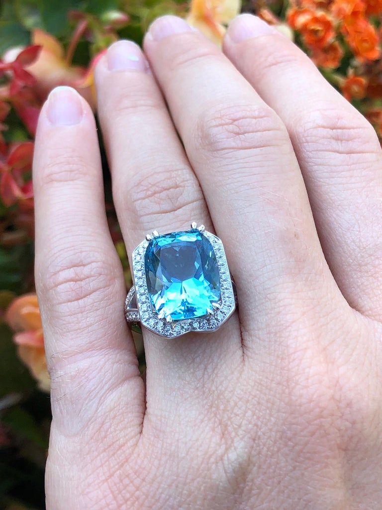 Aquamarine Ring Cushion Cut 8.95 Carats For Sale at 1stDibs | cushion ...