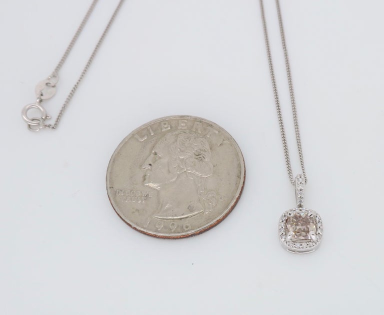 Cushion Cut Diamond Halo Pendant Necklace For Sale at 1stDibs | cushion ...