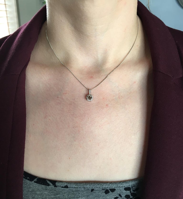 Cushion Cut Diamond Halo Pendant Necklace For Sale at 1stDibs | cushion ...