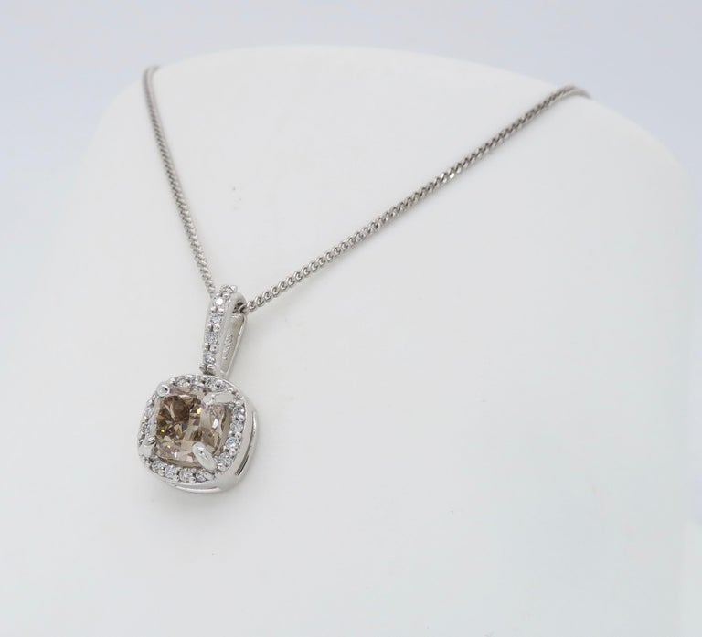 Cushion Cut Diamond Halo Pendant Necklace For Sale at 1stDibs | cushion ...