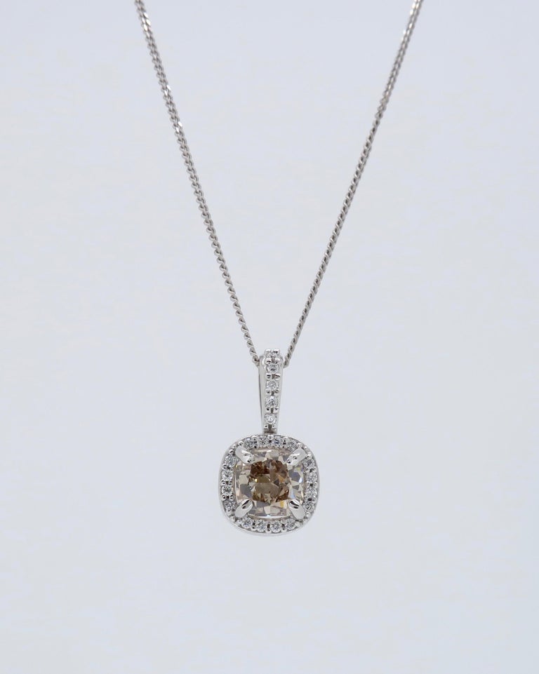 Cushion Cut Diamond Halo Pendant Necklace For Sale at 1stDibs | cushion ...