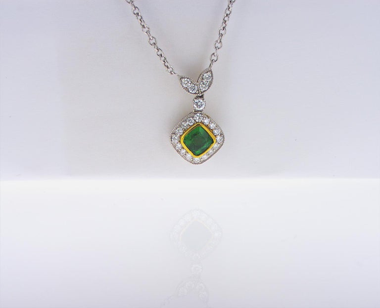 Cushion Cut Emerald Pendant For Sale at 1stDibs