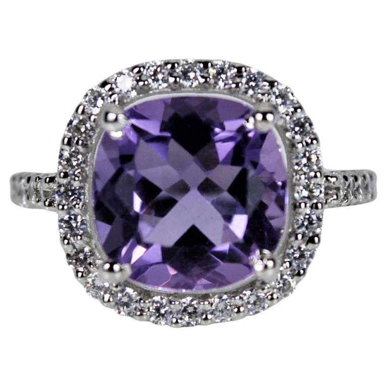 Cushion Cut Natürlicher Amethyst Edelstein Ring im Angebot bei 1stDibs
