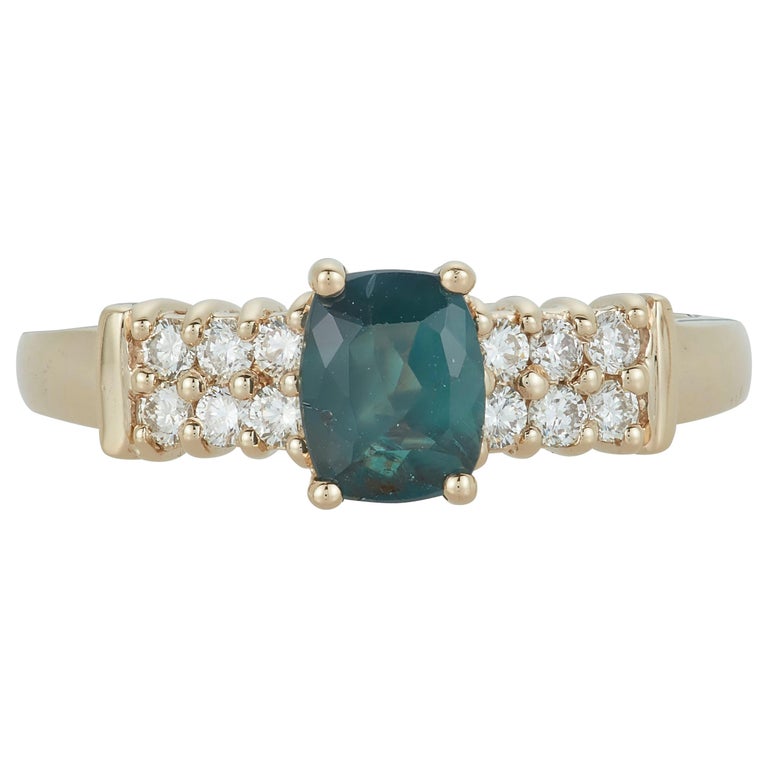 Cushion Cut Natural Color Change Alexandrite Diamond Ring Band 14 Karat ...