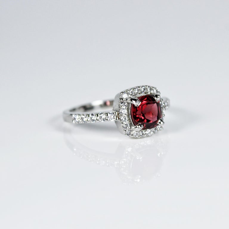 Cushion Cut Natural Garnet Ring at 1stDibs