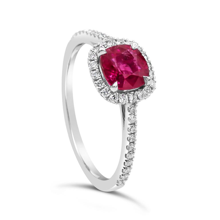 Roman Malakov, Cushion Cut Ruby and Diamond Halo Engagement Ring For ...