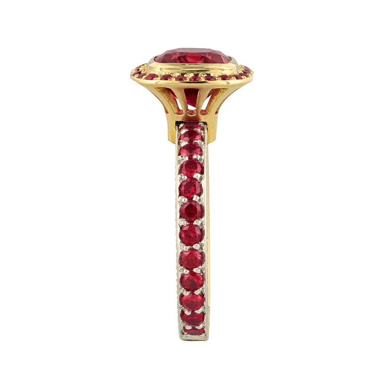 Cushion Cut Ruby Ring in Gold and Platinum For Sale at 1stDibs