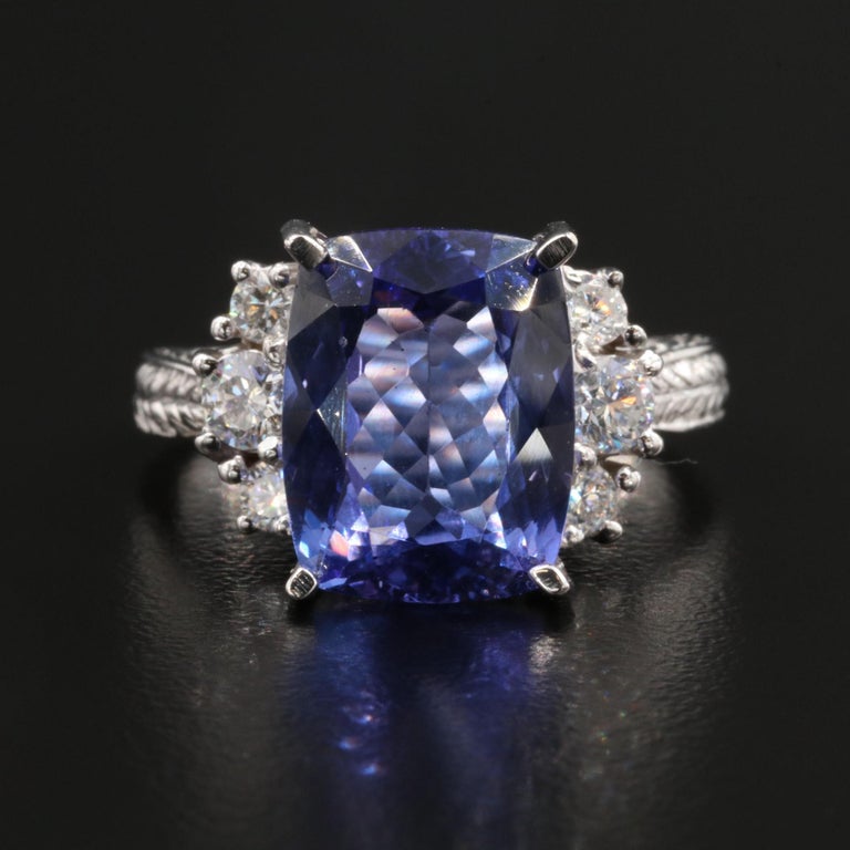 Customizable Cushion Cut Tanzanite Engagement Ring, Art Deco Antique ...