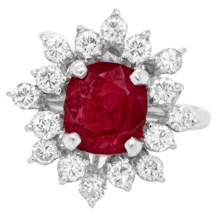 Purplish Red Cushion Cut Ruby Ring at 1stDibs | purple ruby ring