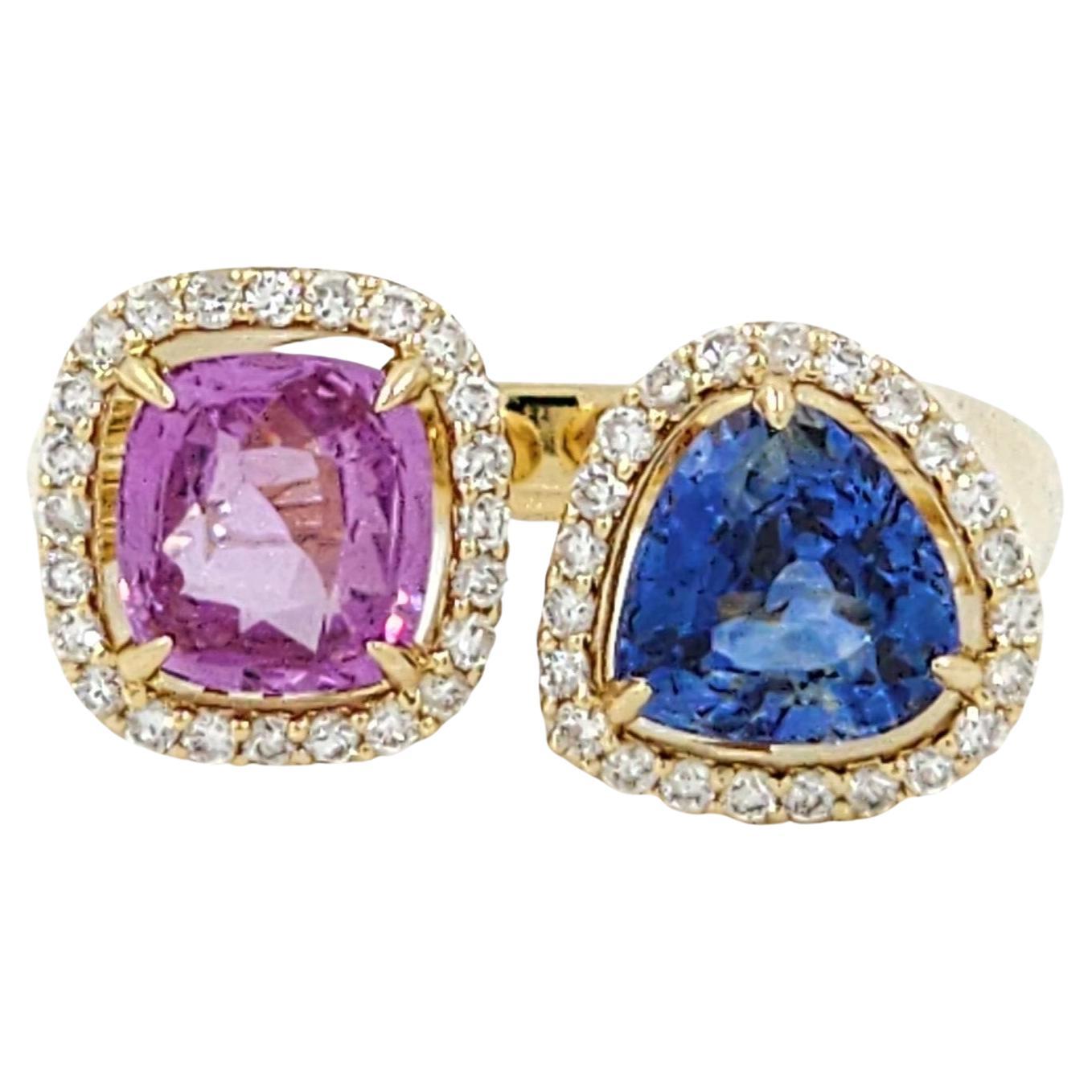 Pear Shape 2.61ct Pink Sapphire and Diamond Toi Et Moi Ring in 18k ...