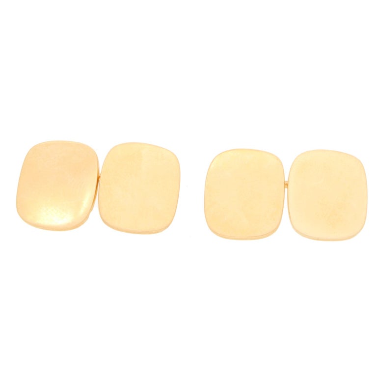 Cushion Shape Chain Link Cufflinks Set in Solid 14k Yellow Gold For ...