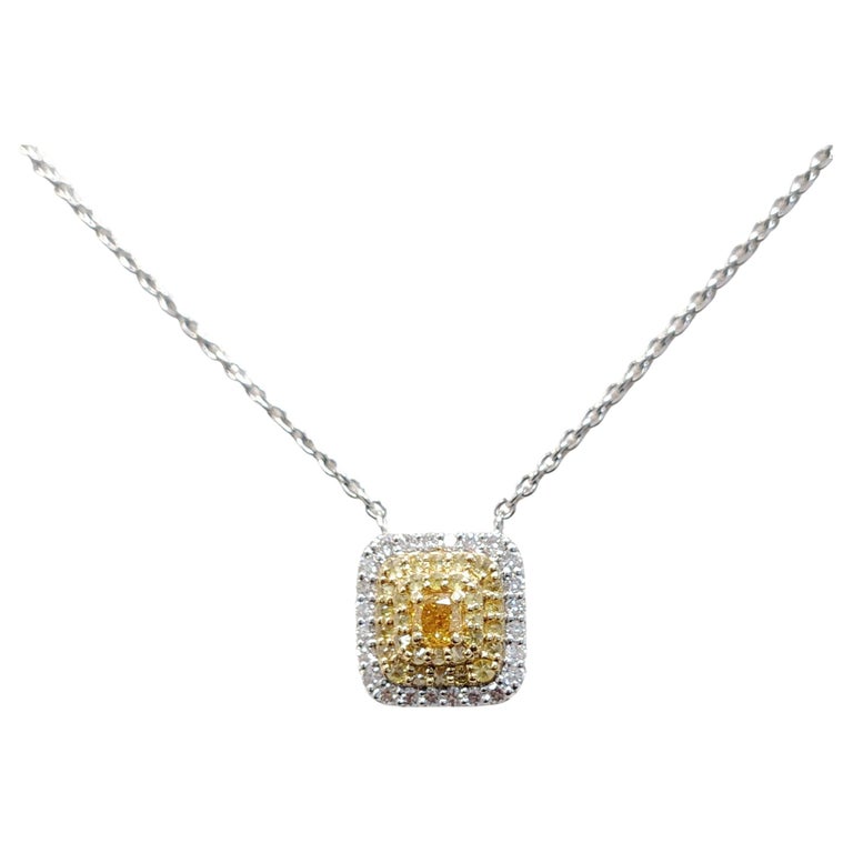 Cushion Shaped Yellow Necklace Chain For Sale at 1stDibs