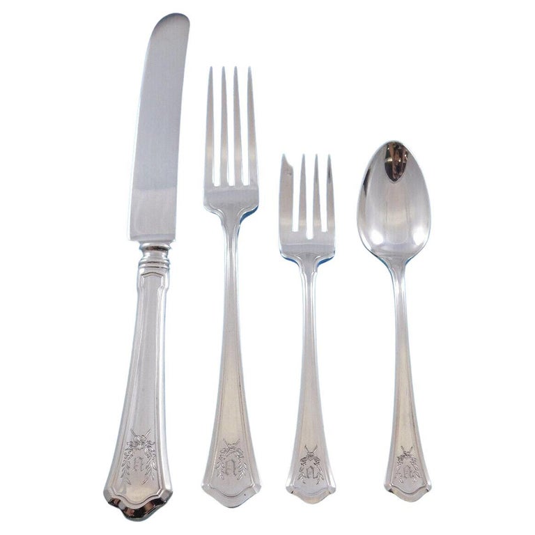 Custis by Wallace Sterling Silver Flatware Set 12 Service Dinner 49 Pcs ...