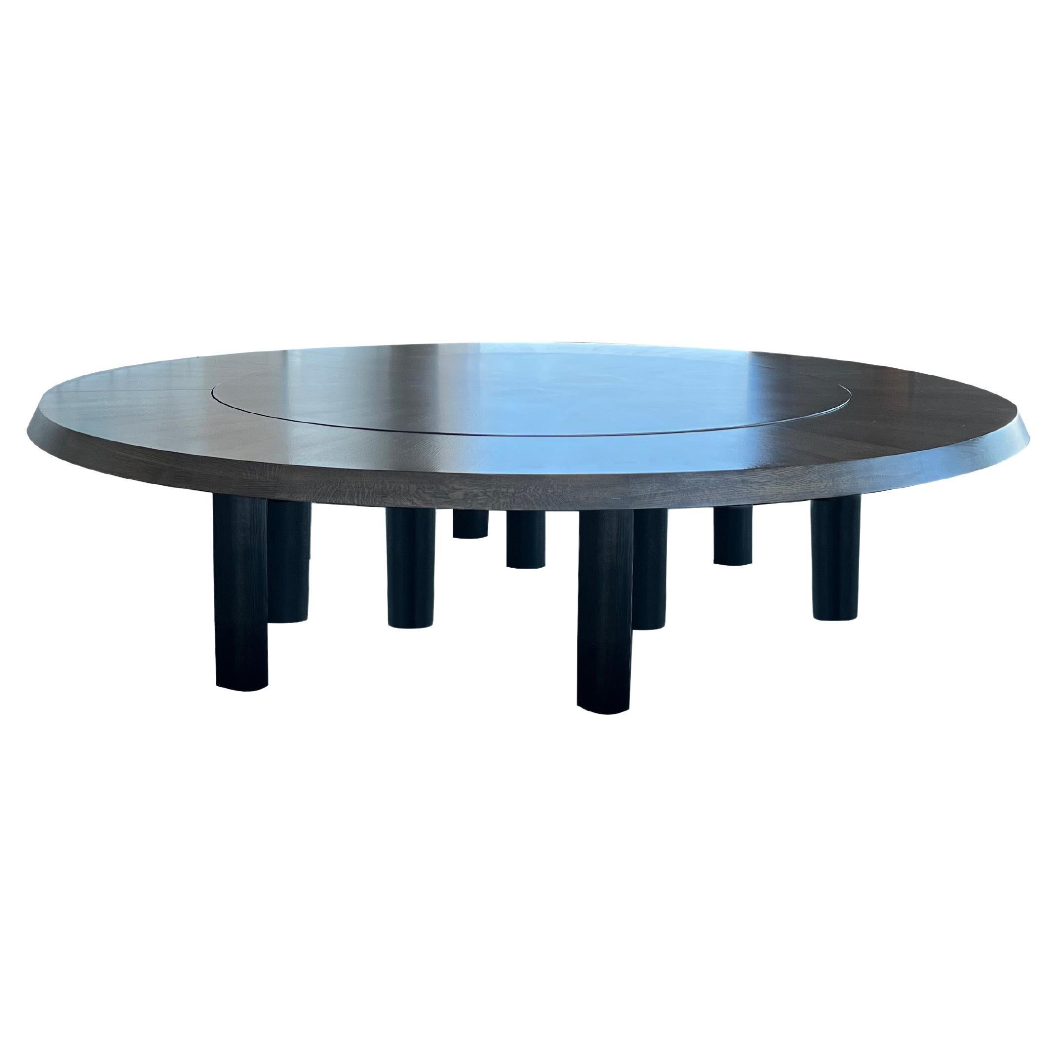CUSTOM 10 FT Stained Oak Dining Table (w integrated lazy susan) For ...