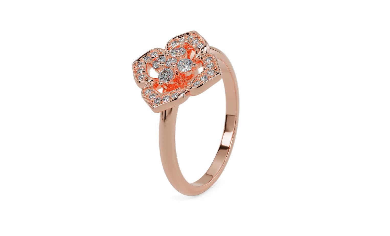 Custom 18k Gold Flower Gold Engagement Ring with Diamonds. Made to ...