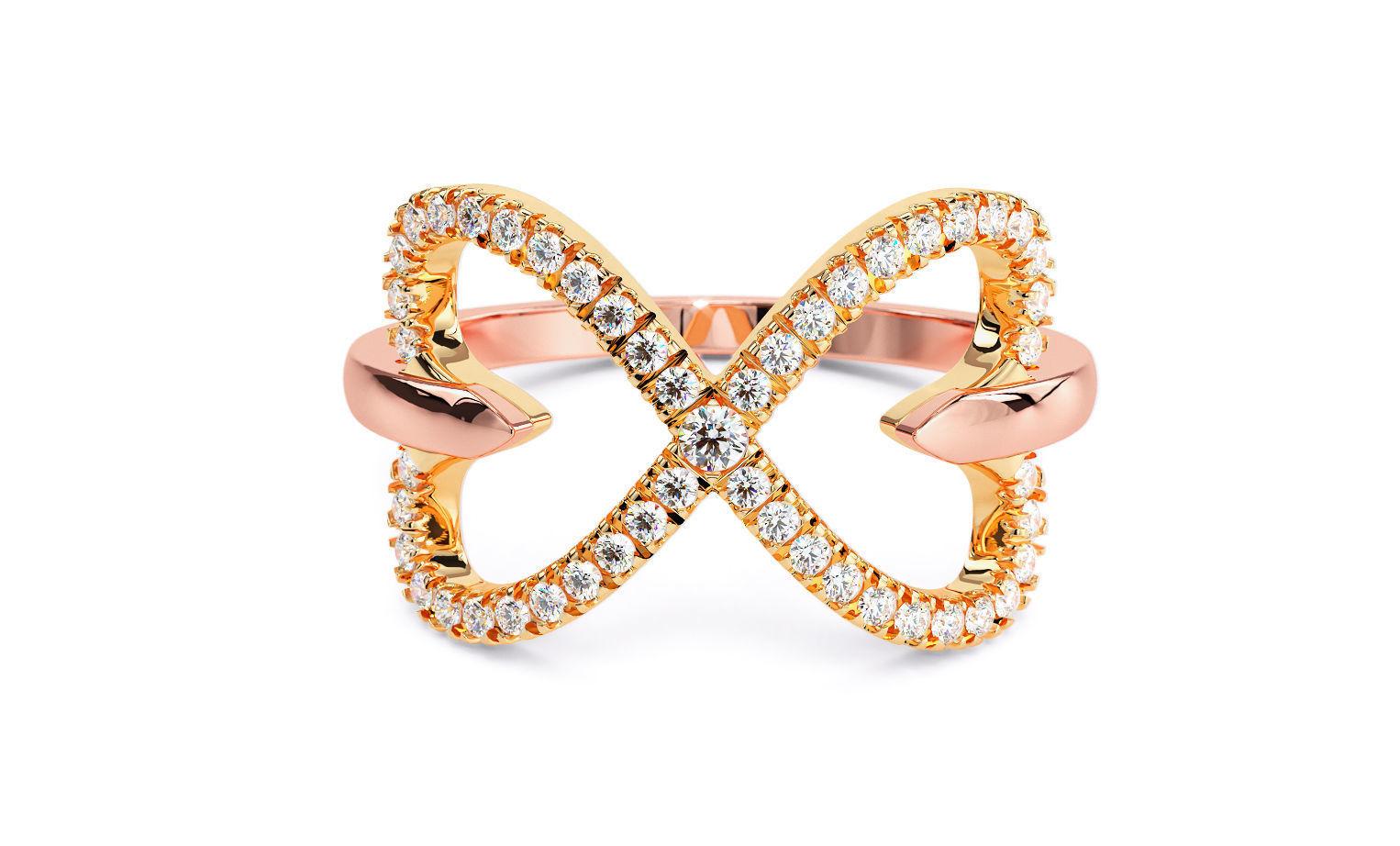 Custom 18k Gold Two-Tone Heart Gold Ring with Diamonds. Made to Order ...