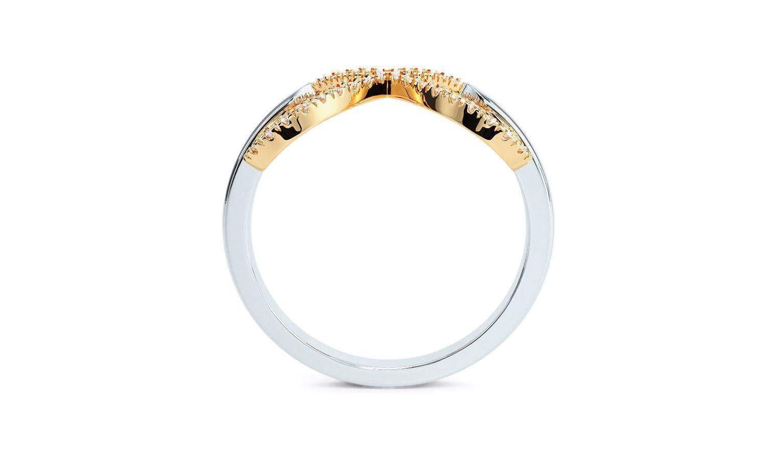 Custom 18k Gold Two-Tone Heart Gold Ring with Diamonds. Made to Order ...