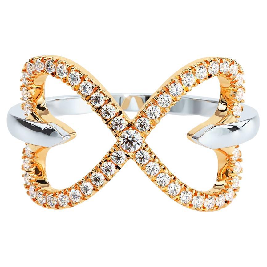 Custom 18k Gold Two-Tone Heart Gold Ring with Diamonds. Made to Order ...