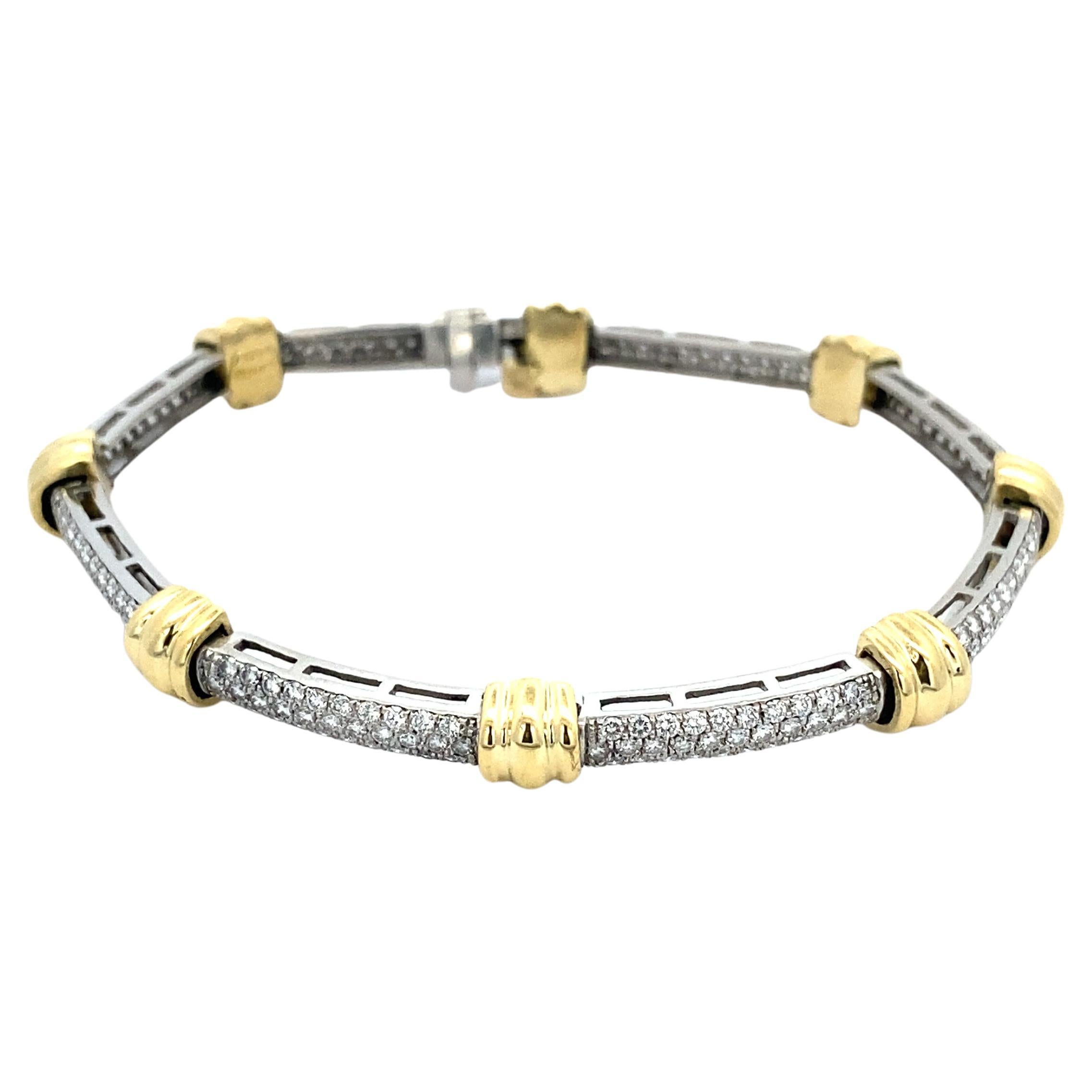 Custom 18k Two-Tone Diamond Bracelet For Sale at 1stDibs