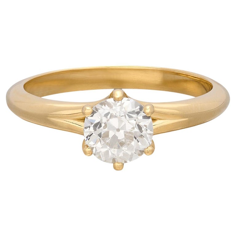 Custom 18k Yellow Gold GIA Old European Cut Diamond Ring For Sale at ...