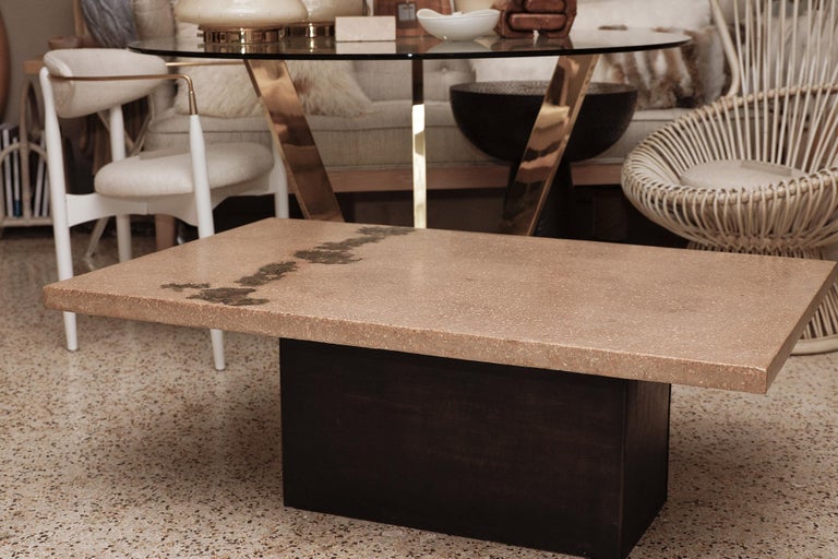 Custom 1970s Signed Silas Seandel Cast Stone and Bronze "Terra" Coffee ...