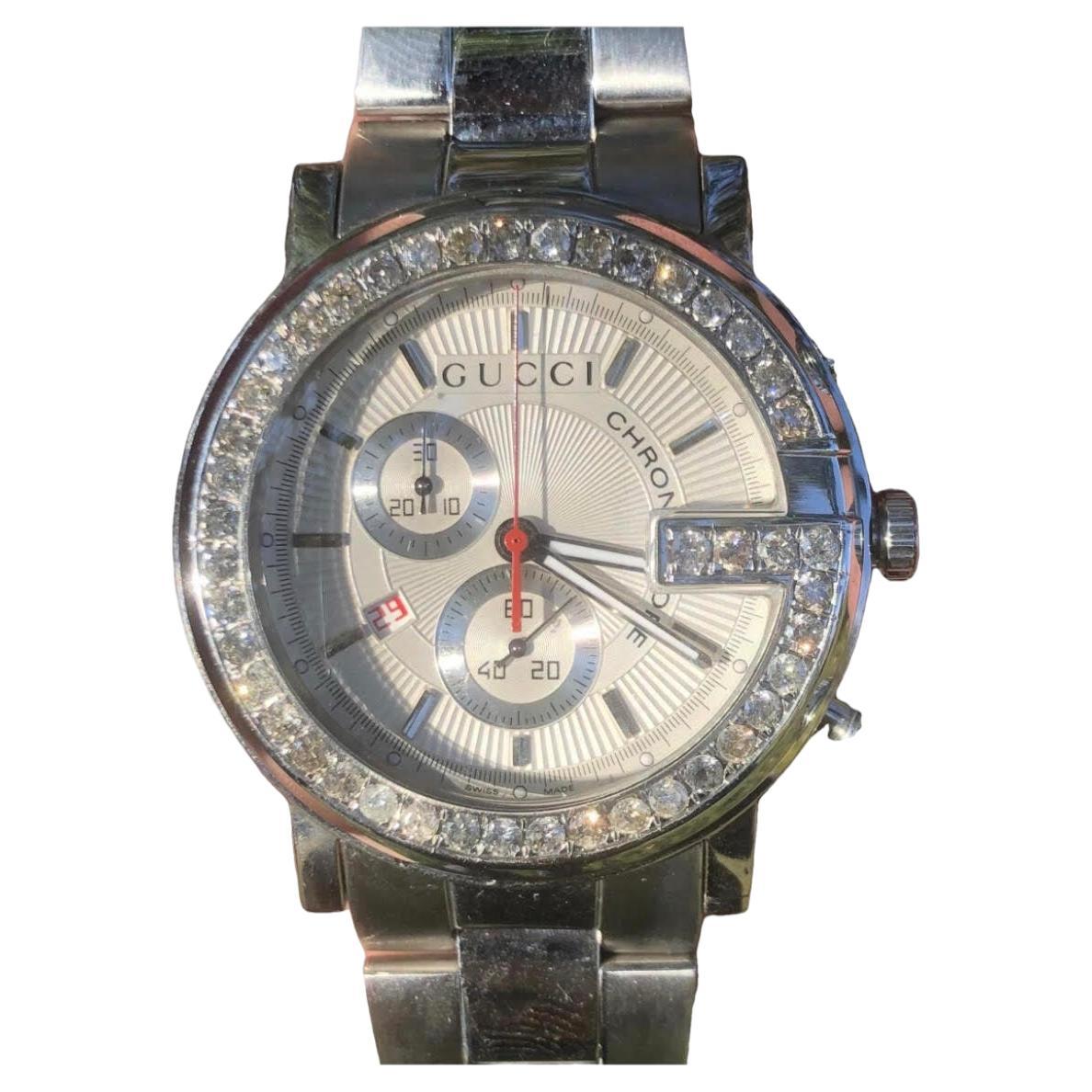 Custom 3 Carat Ct Diamond Gucci G Chrono Chronograph Date Swiss Made ...